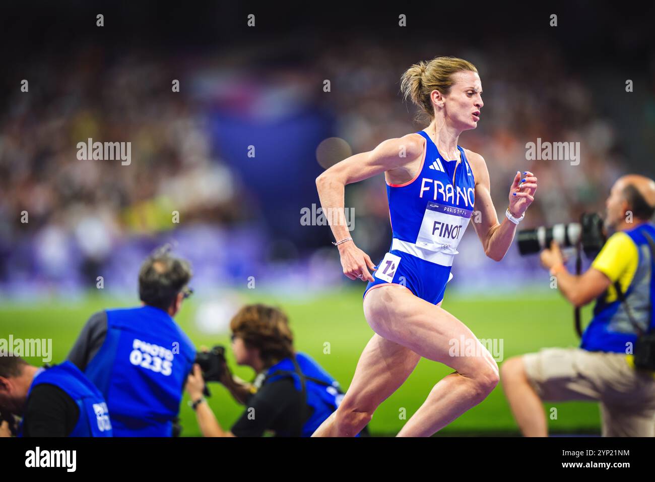 Alice Finot participating in the 3000 metres steeplechase at the Paris ...