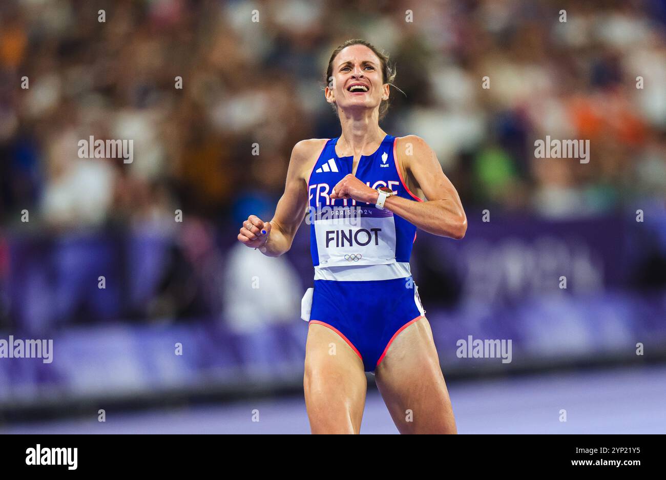 Alice Finot participating in the 3000 metres steeplechase at the Paris ...
