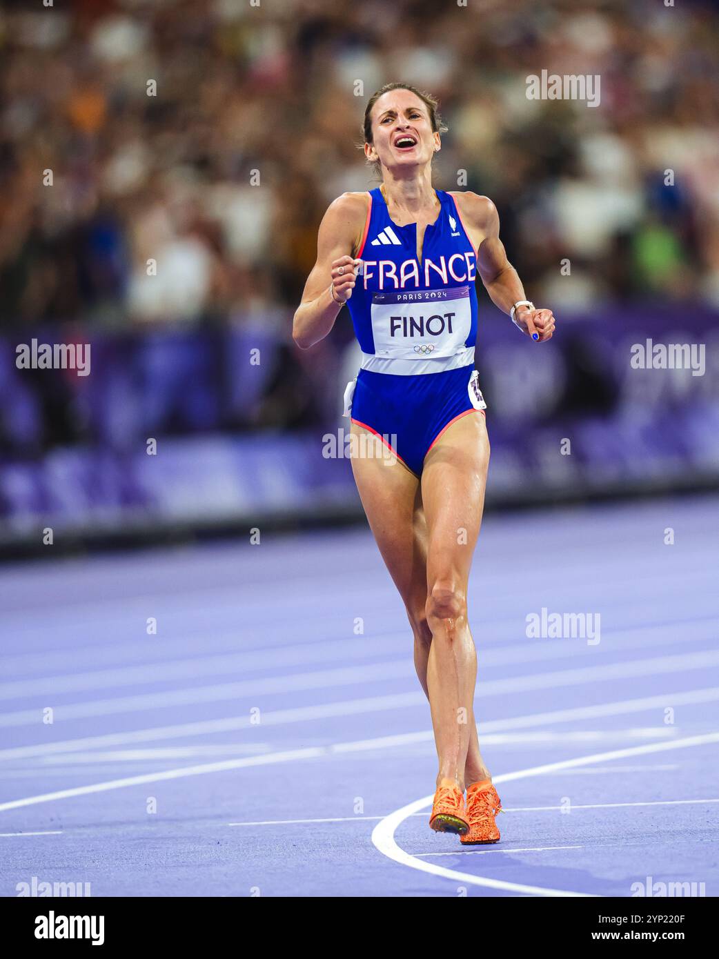 Alice Finot participating in the 3000 metres steeplechase at the Paris ...
