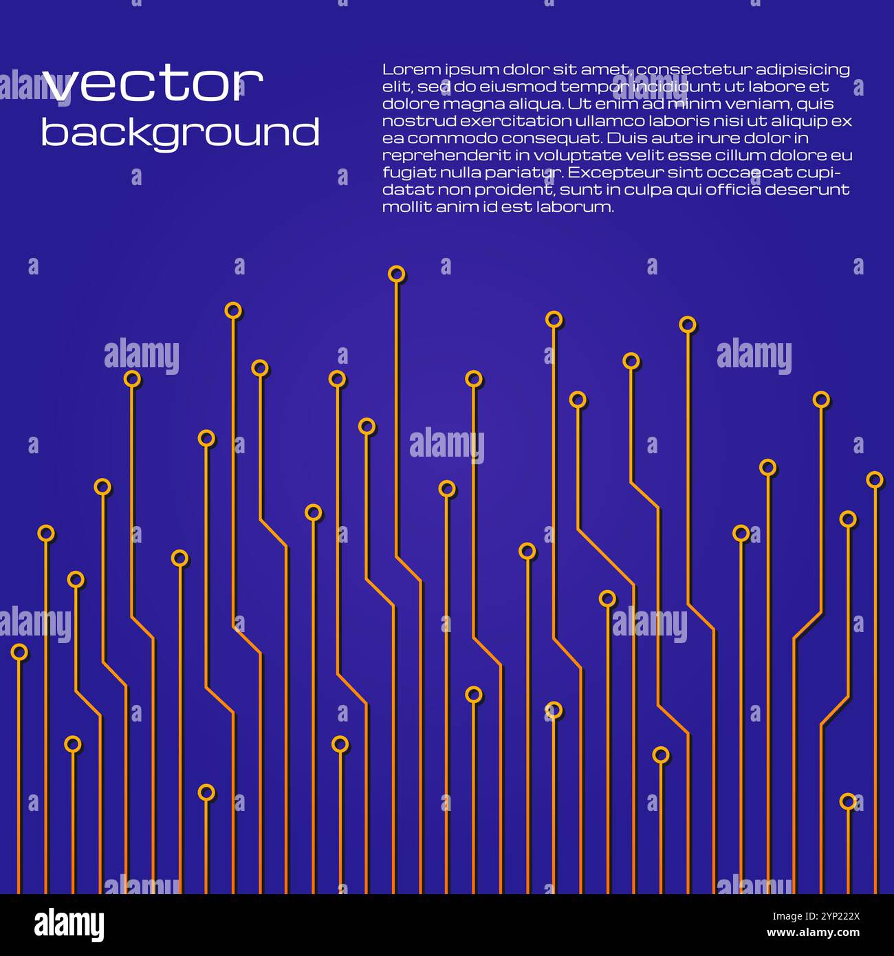 Abstract Technological Blue Background With Yellow Elements Of The Microchip Circuit Board