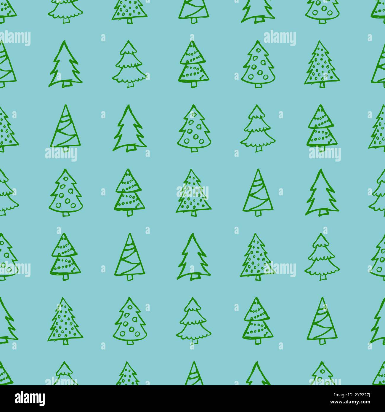 Seamless pattern with hand drawn Christmas trees. Sketched firs. Winter ...