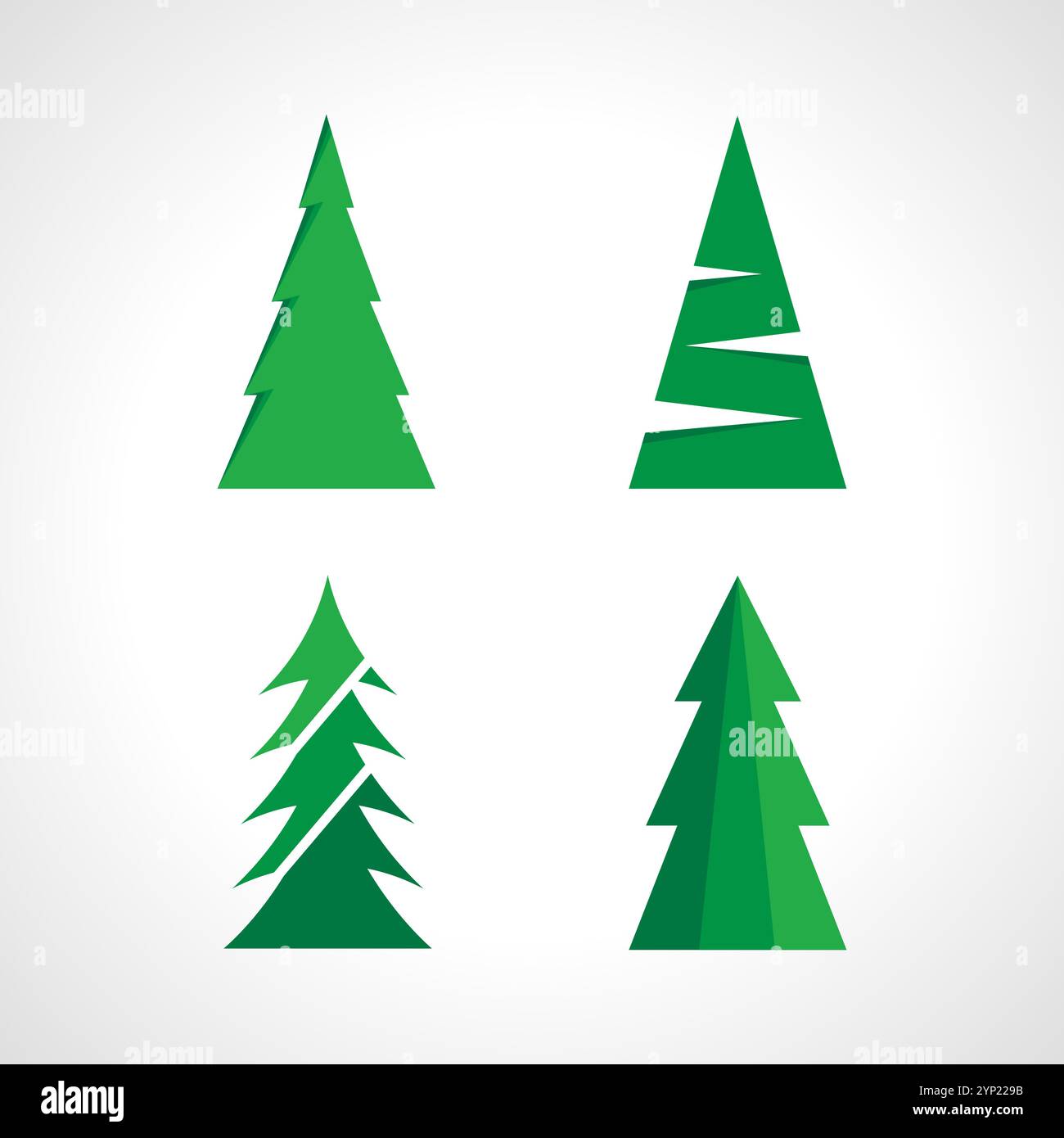 Set of four green Christmas tree. Vector illustration Stock Vector ...