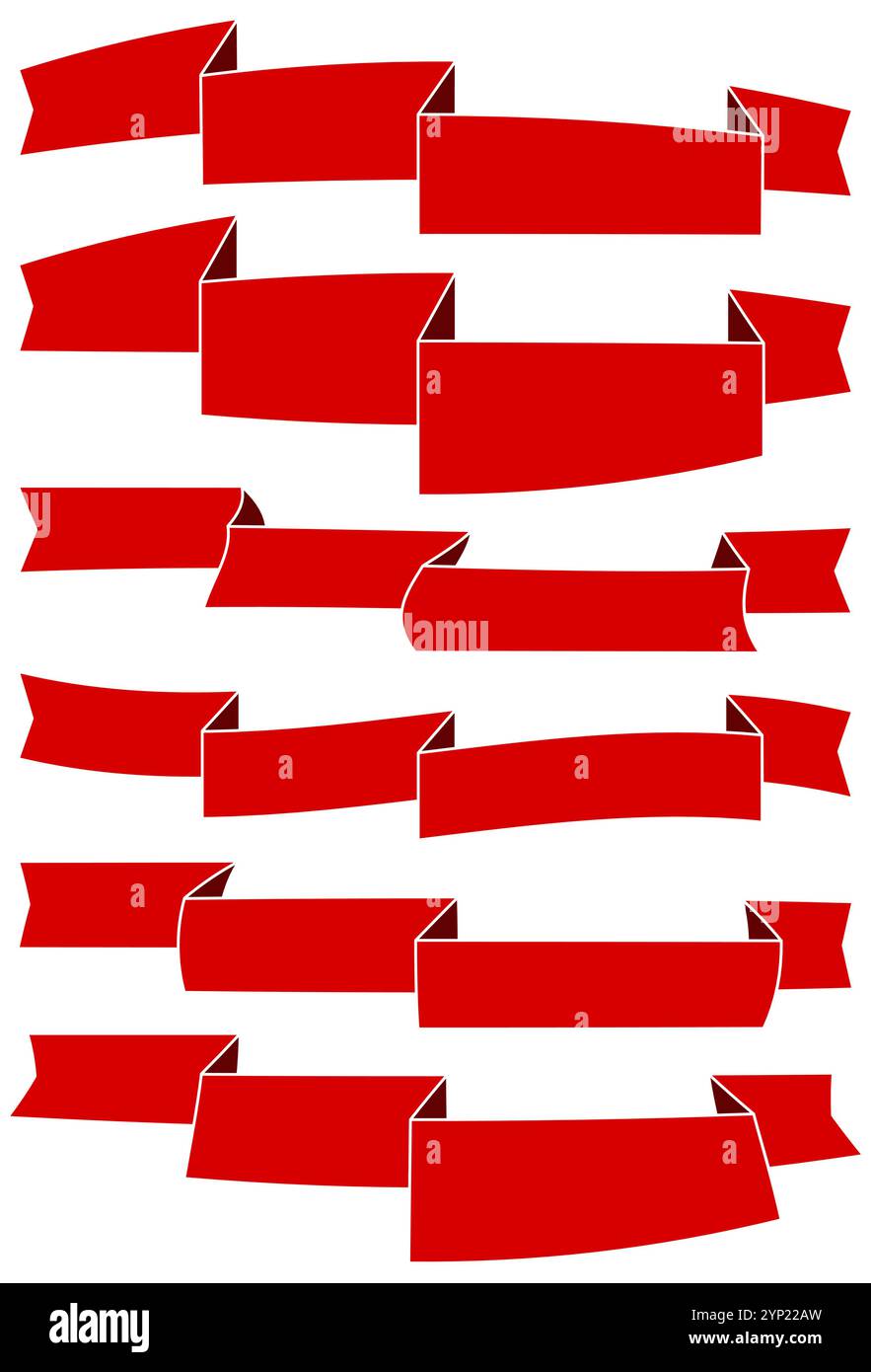 Set of six red cartoon ribbons for web design. Great design element ...