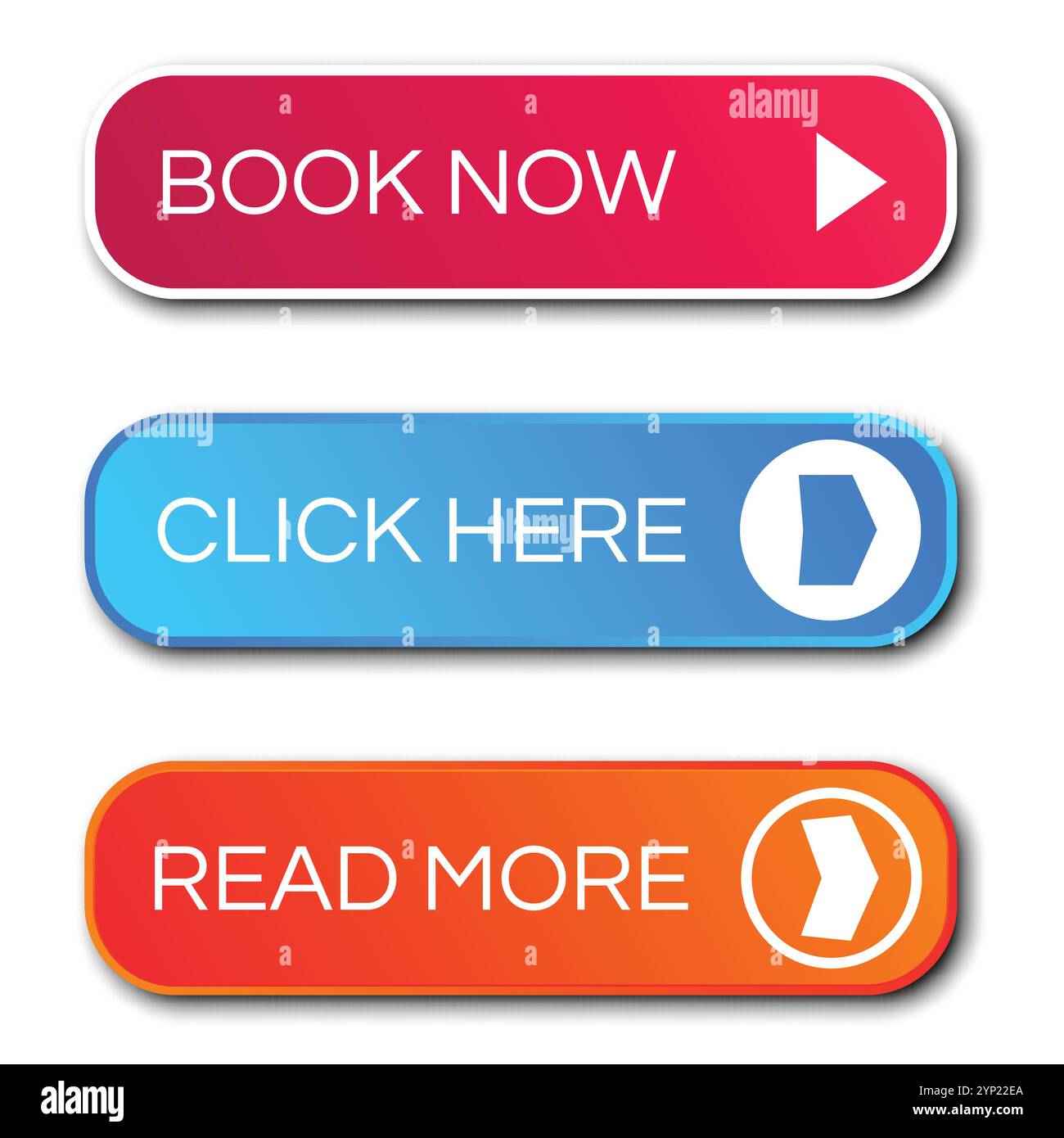 Set of three modern gradient buttons with shadows. Read more Buttons. Vector illustration Stock ...