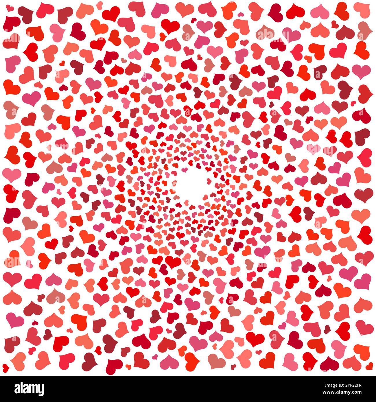 Abstract background with red hearts. Swirling red hearts on a white ...