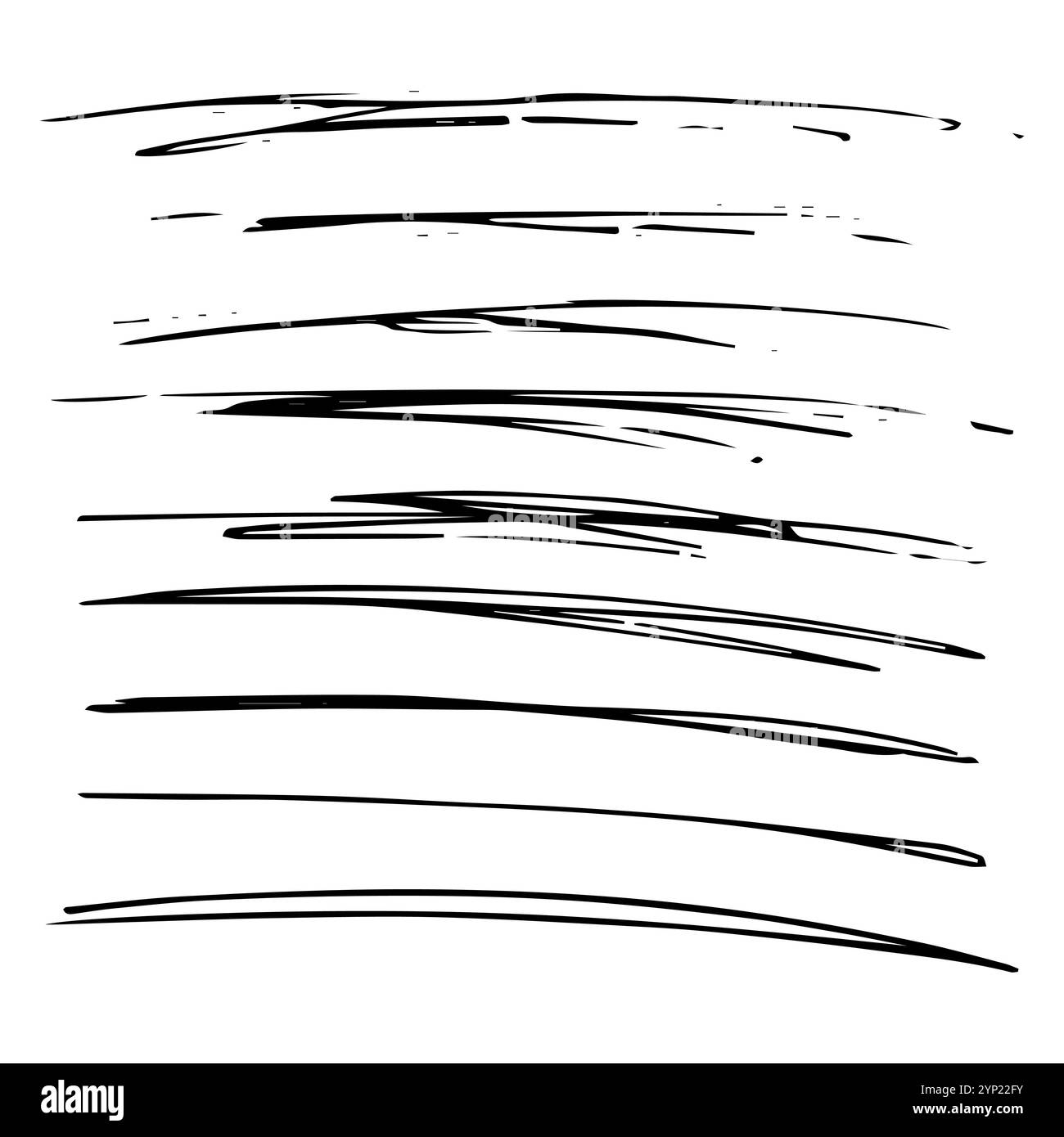 Lines hand drawn grunge set. Abstract black doodle lines isolated on ...