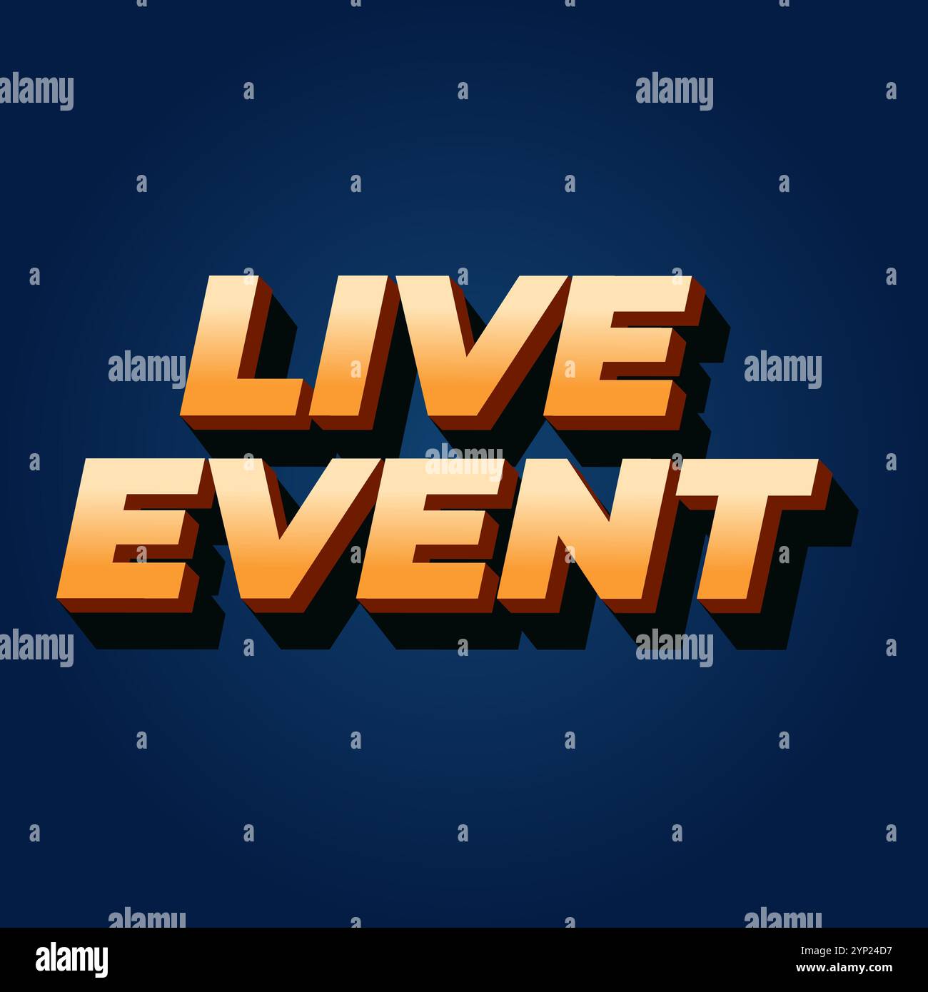 Live event. Text effect design in bold fonts with 3D effect. orange ...