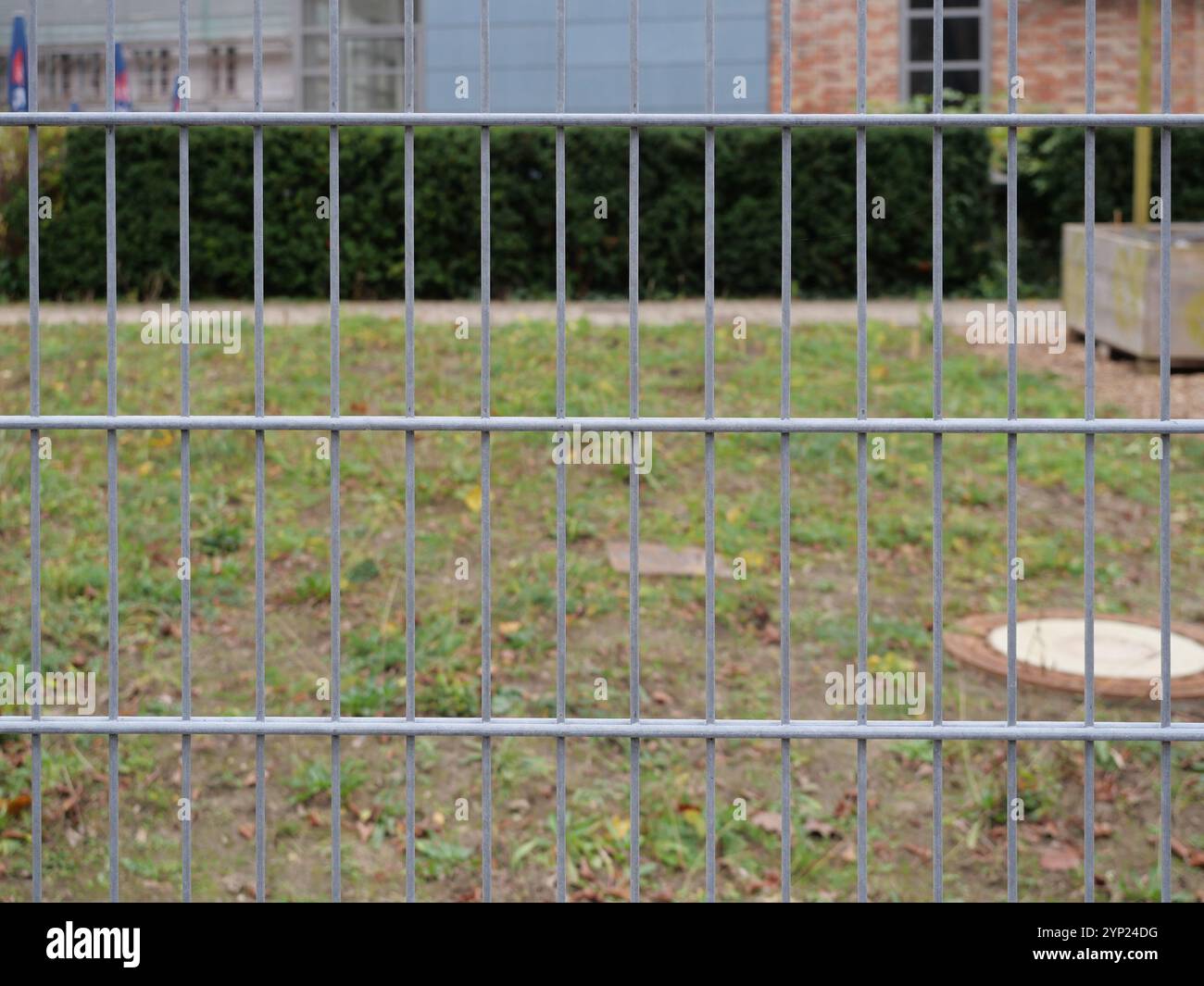 Double-rod wire mesh fence - a fence protects a construction site from ...