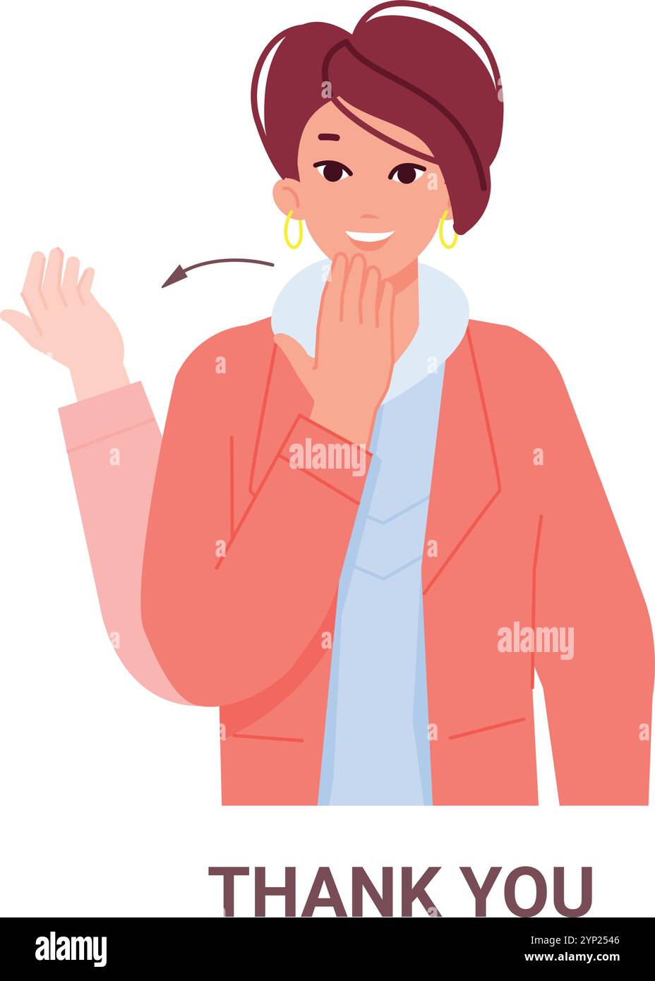 Thank you hand gesture. Deaf language sign isolated on white background ...