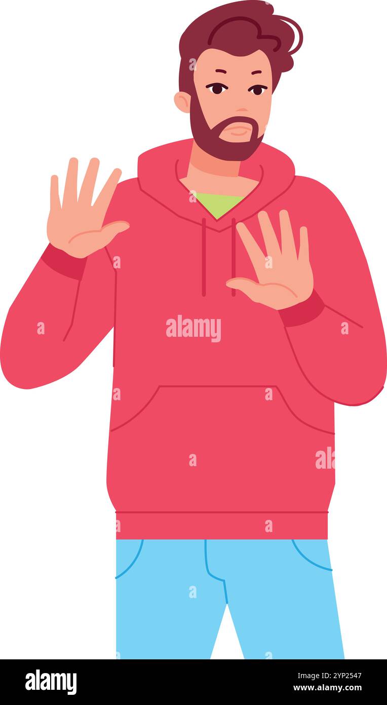 Man refusal gesture. Negative hand sign icon isolated on white ...