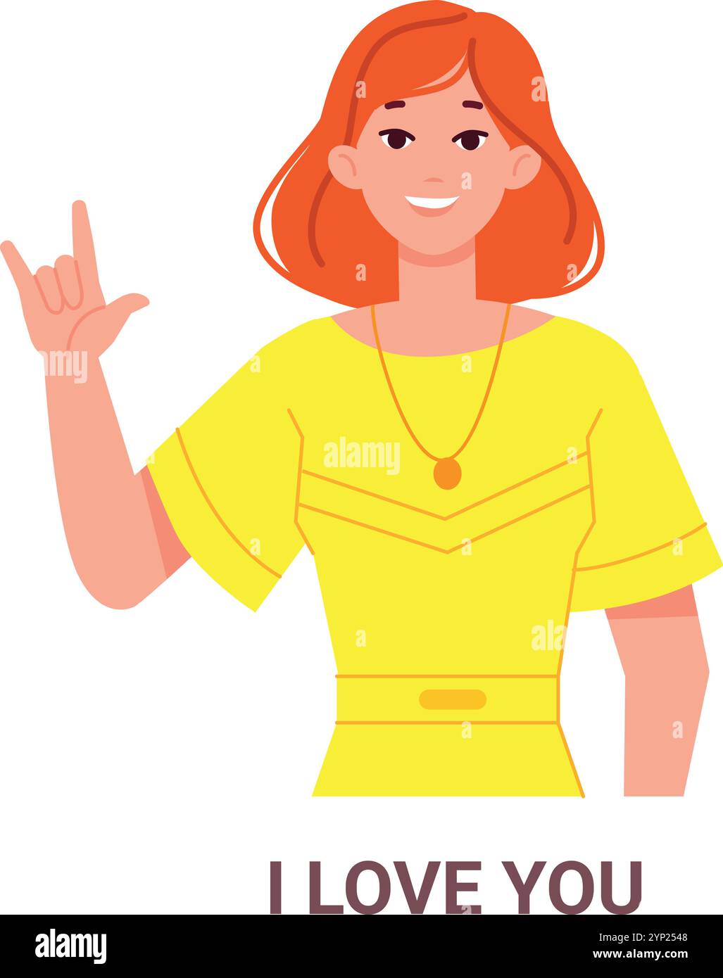 Deaf woman say i love you with sign language gesture isolated on white ...