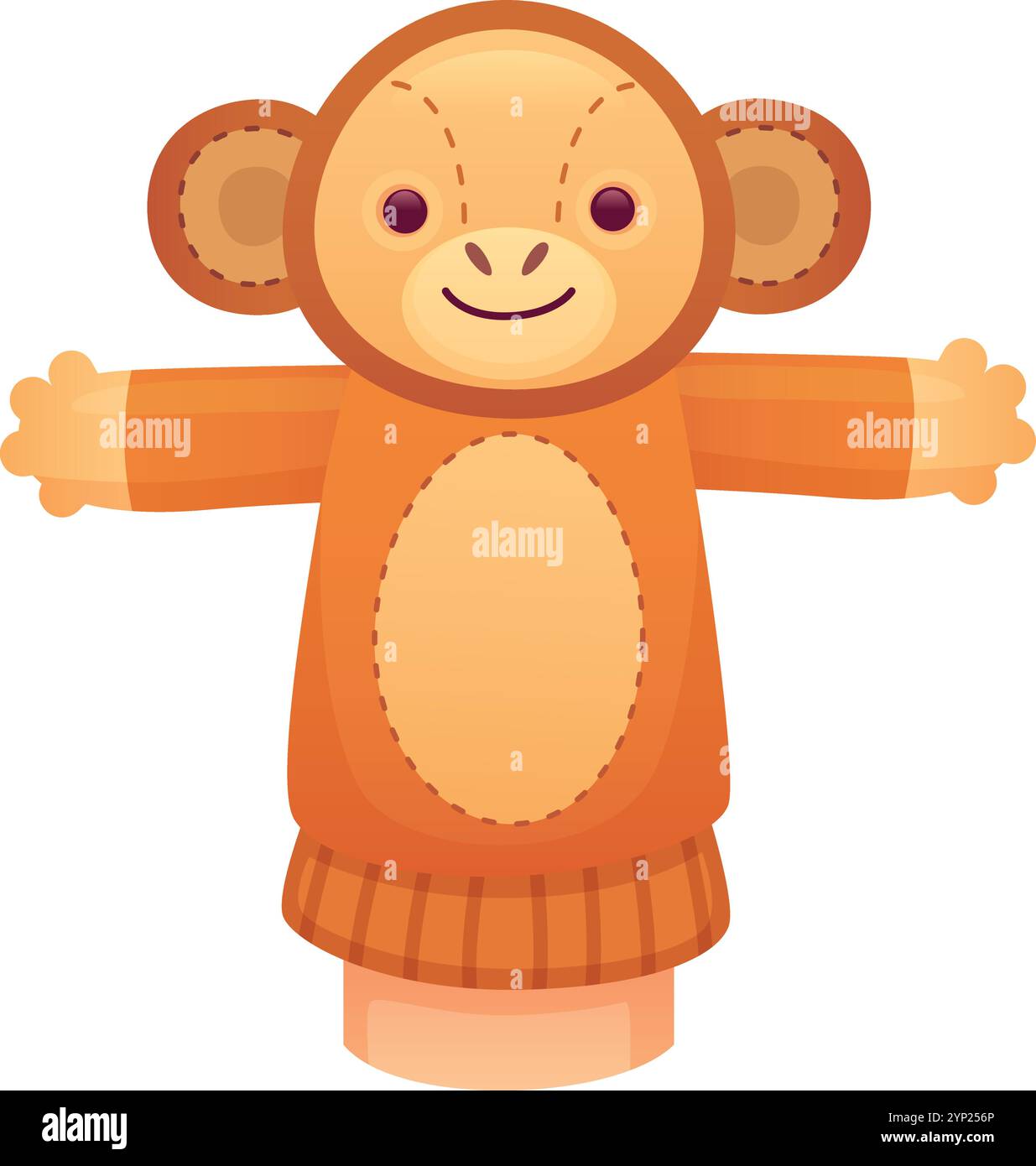 Monkey puppet doll. Theater show cartoon toy isolated on white ...