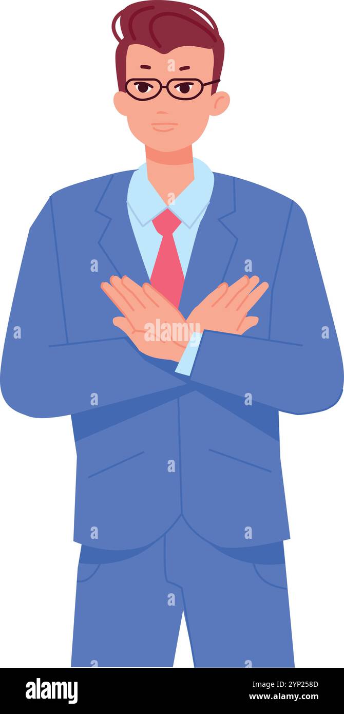 No sign. Man showing refusal hand gesture isolated on white background ...