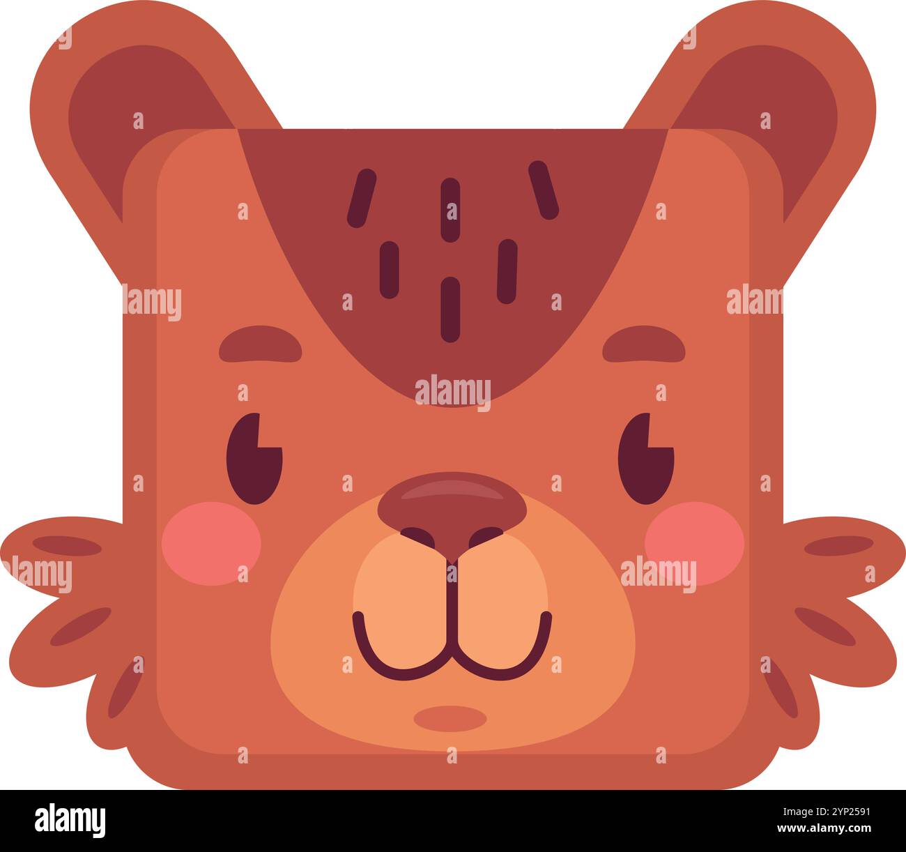 Bear face. Cartoon square animal head icon isolated on white background ...