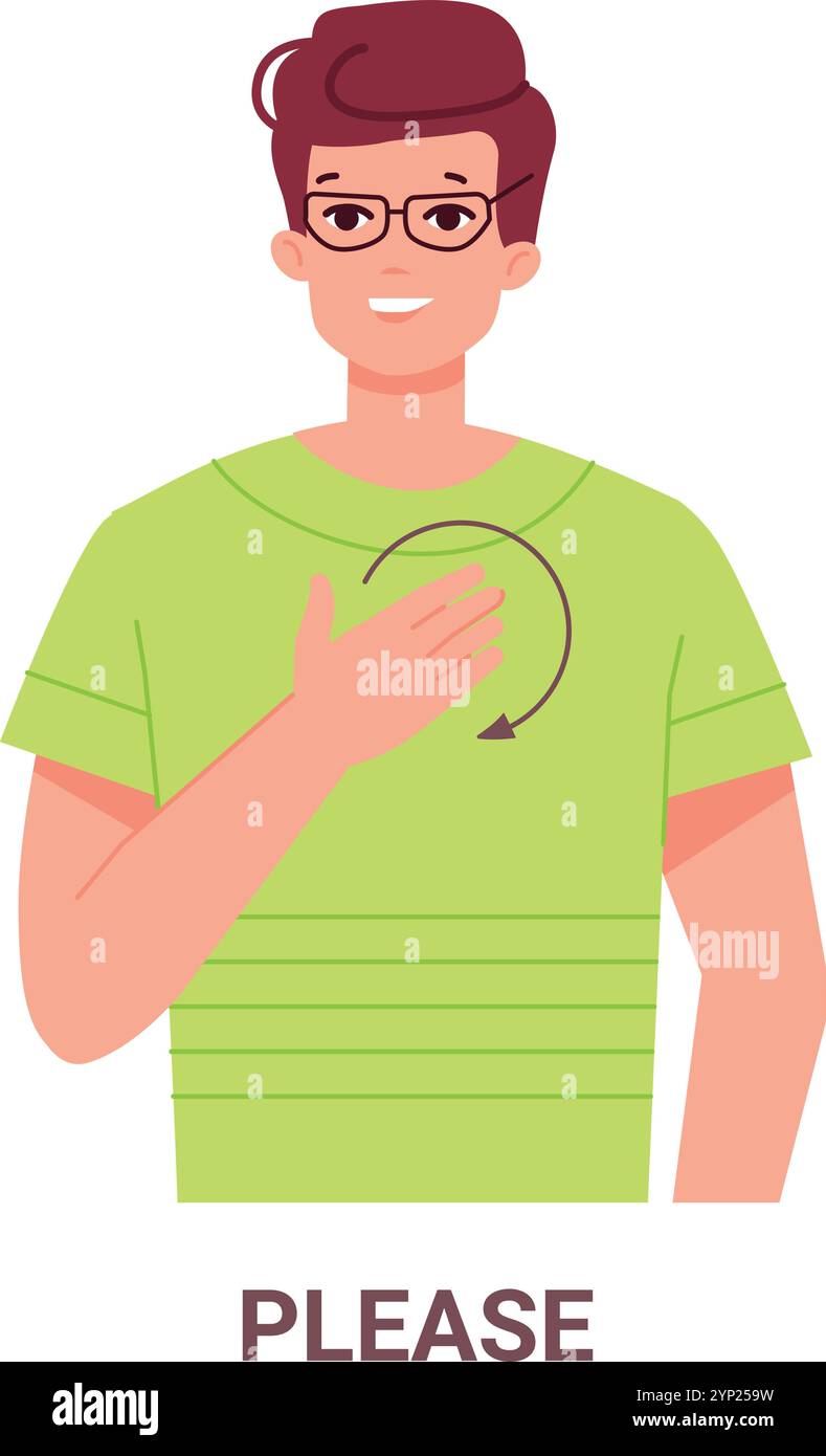 Man show please hand sign from deaf mute language isolated on white ...