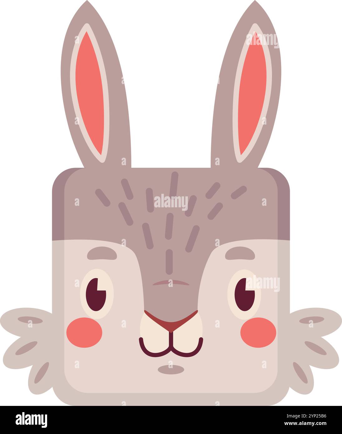Rabbit square avatar. Bunny face cartoon icon isolated on white ...