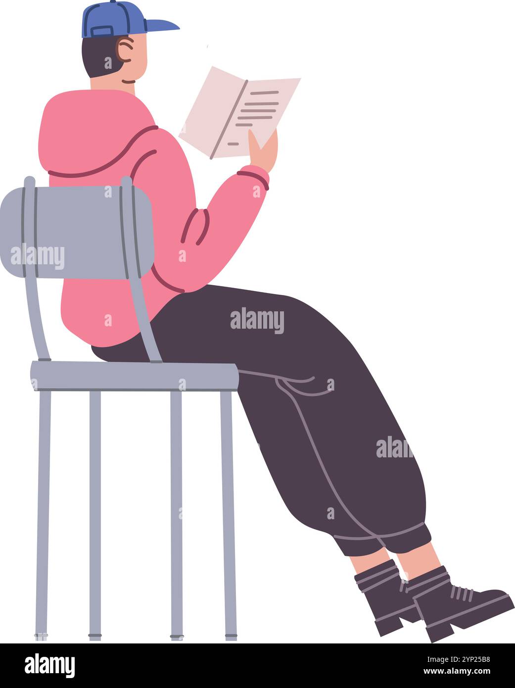 Guy read book back view. Academic student isolated on white background ...