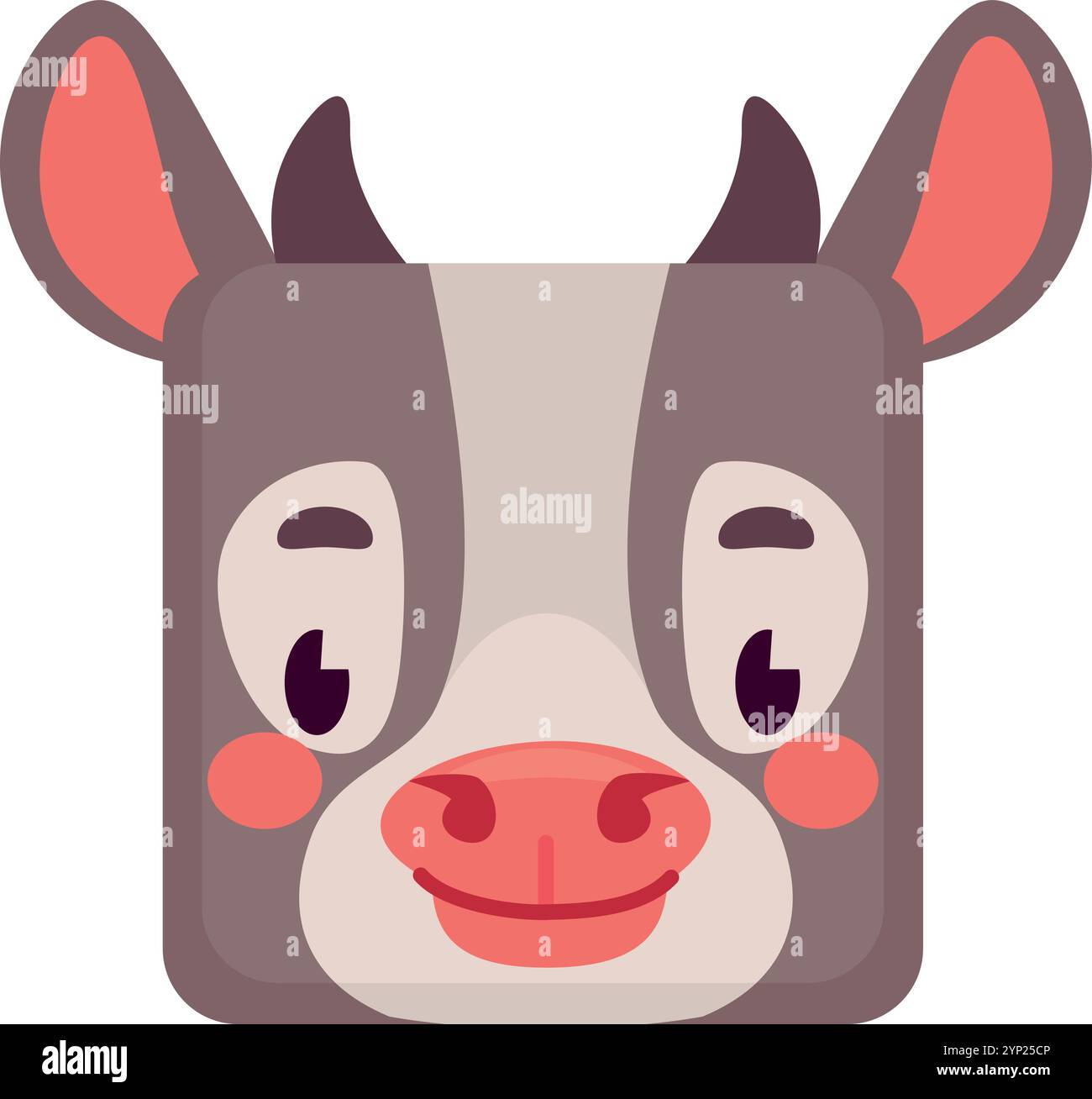 Cow square head. Farm animal cartoon face isolated on white background ...