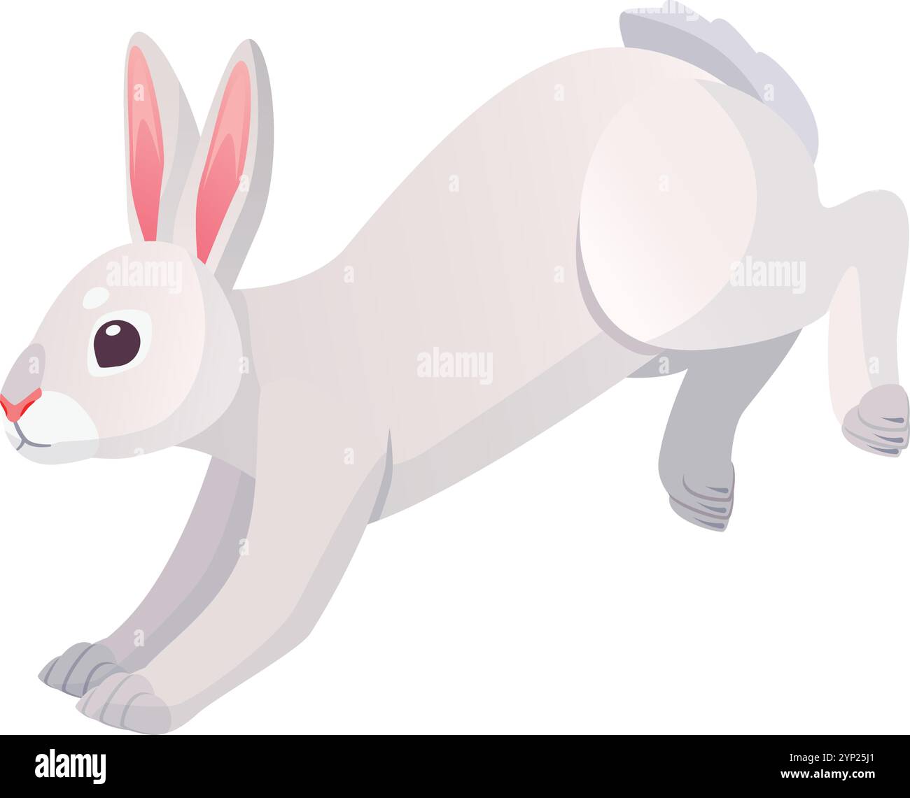 Running jackrabbit. Cheerful jumping hare cartoon character isolated on ...