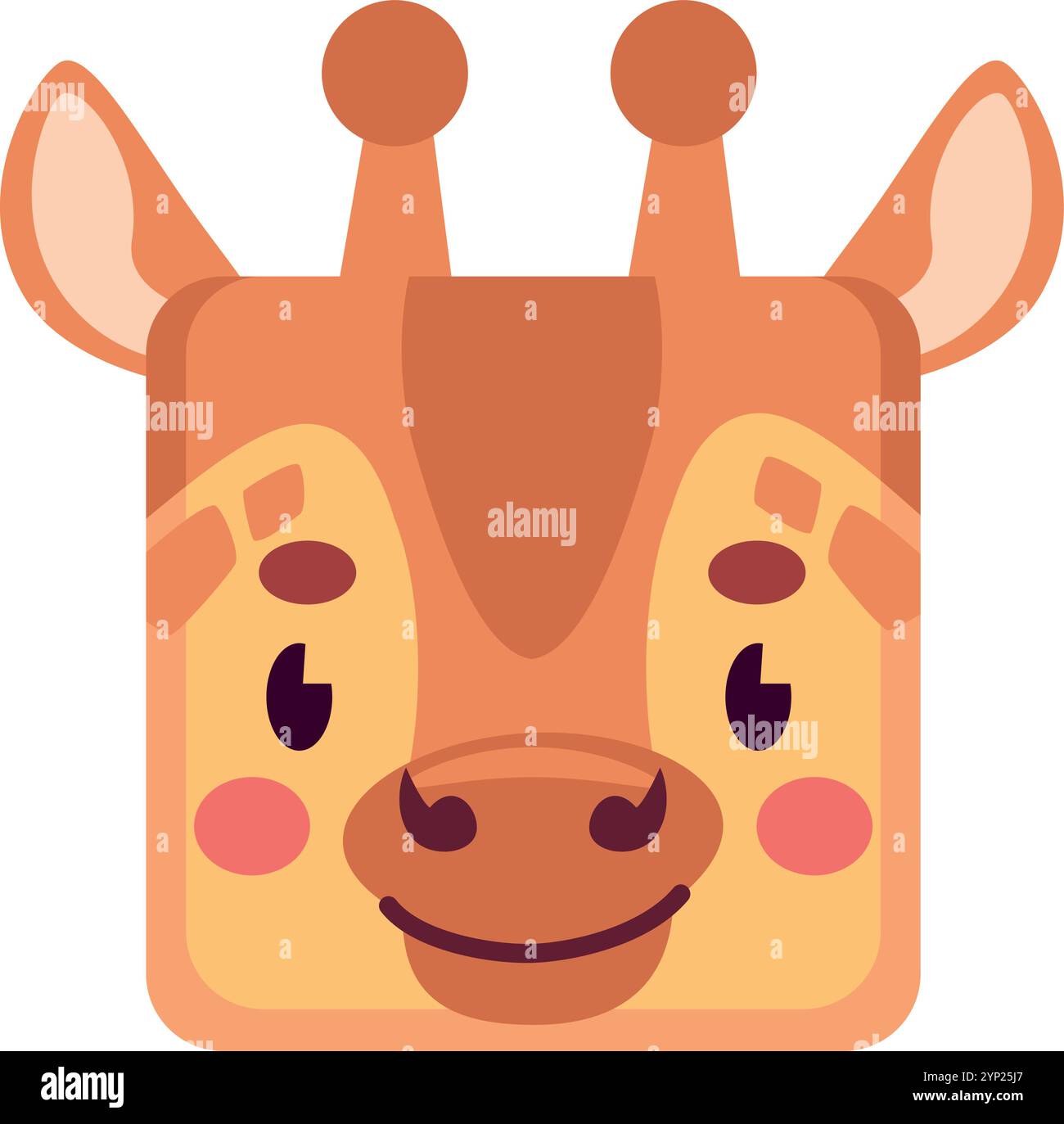 Giraffe face icon. Square animal cartoon head isolated on white ...