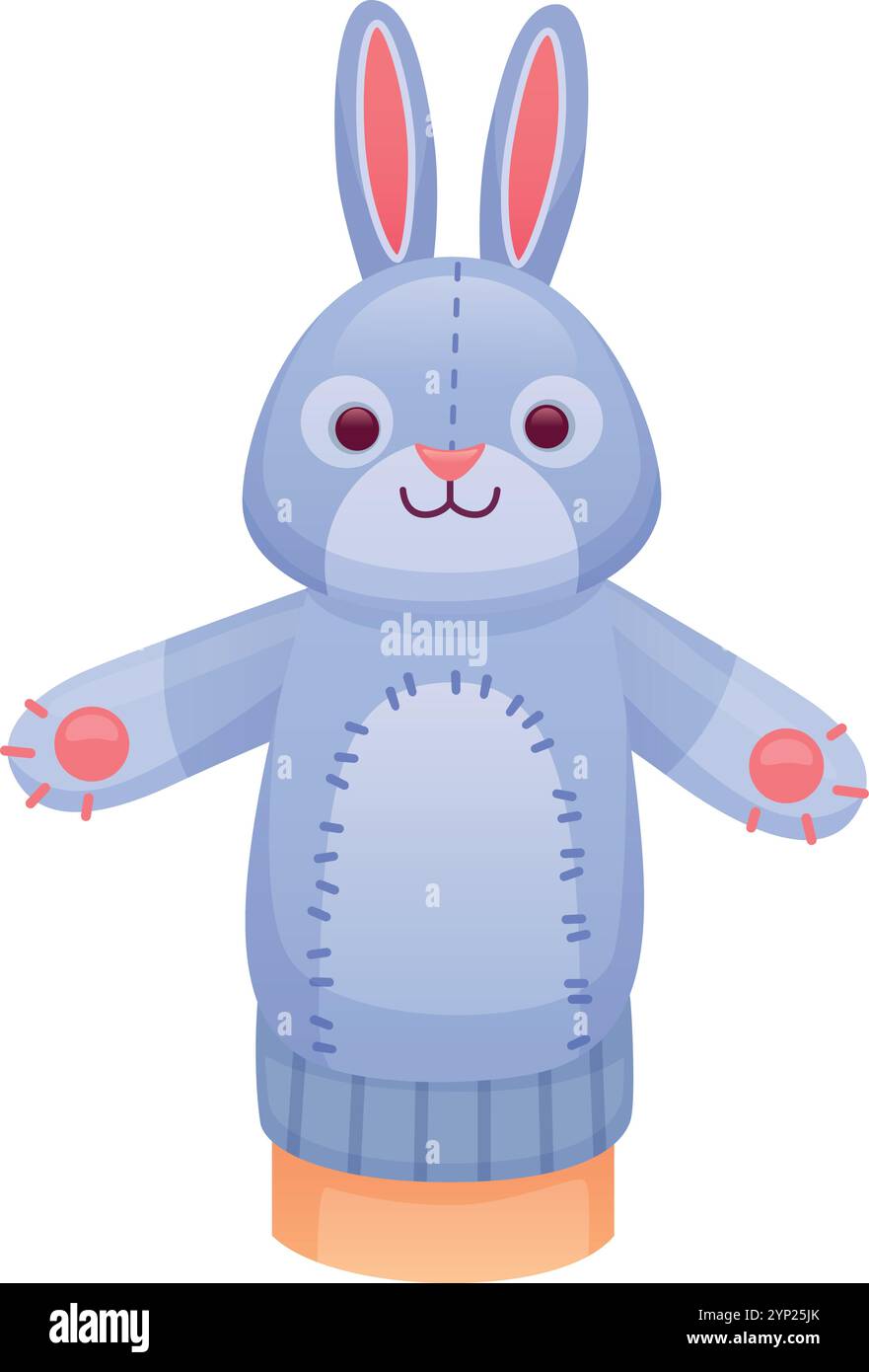 Rabbit cartoon puppet. Kid play animal toy isolated on white background ...