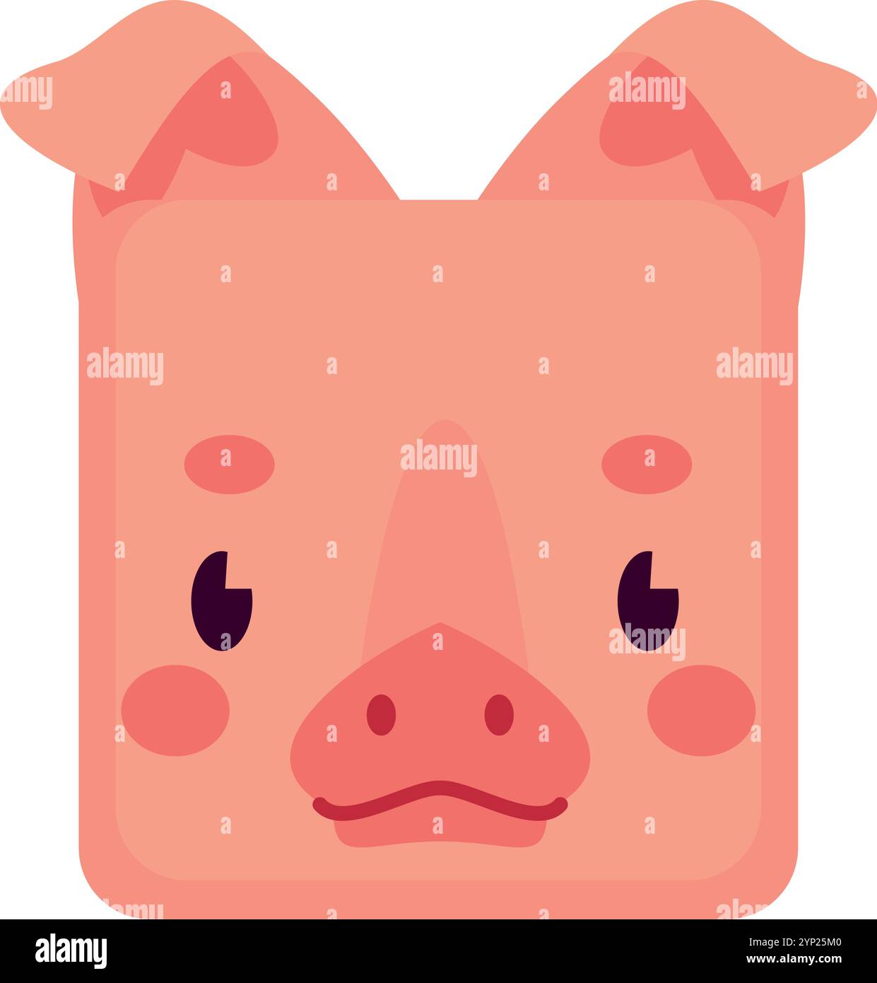 Pig square head icon. Animal baby face isolated on white background ...