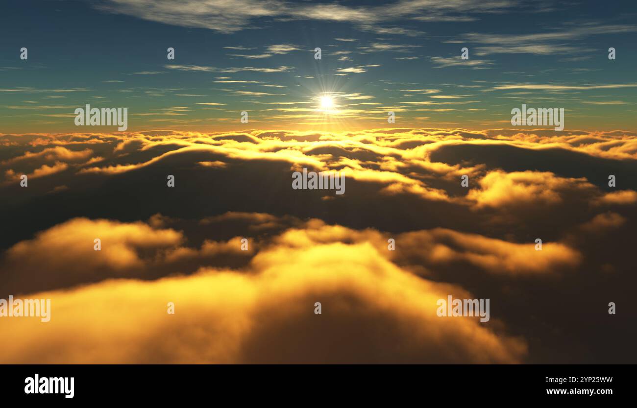 Flying above clouds sunrise time hi-res stock photography and images ...