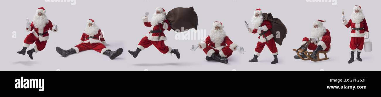 Funny Santa Claus, collection of portraits in different poses ...