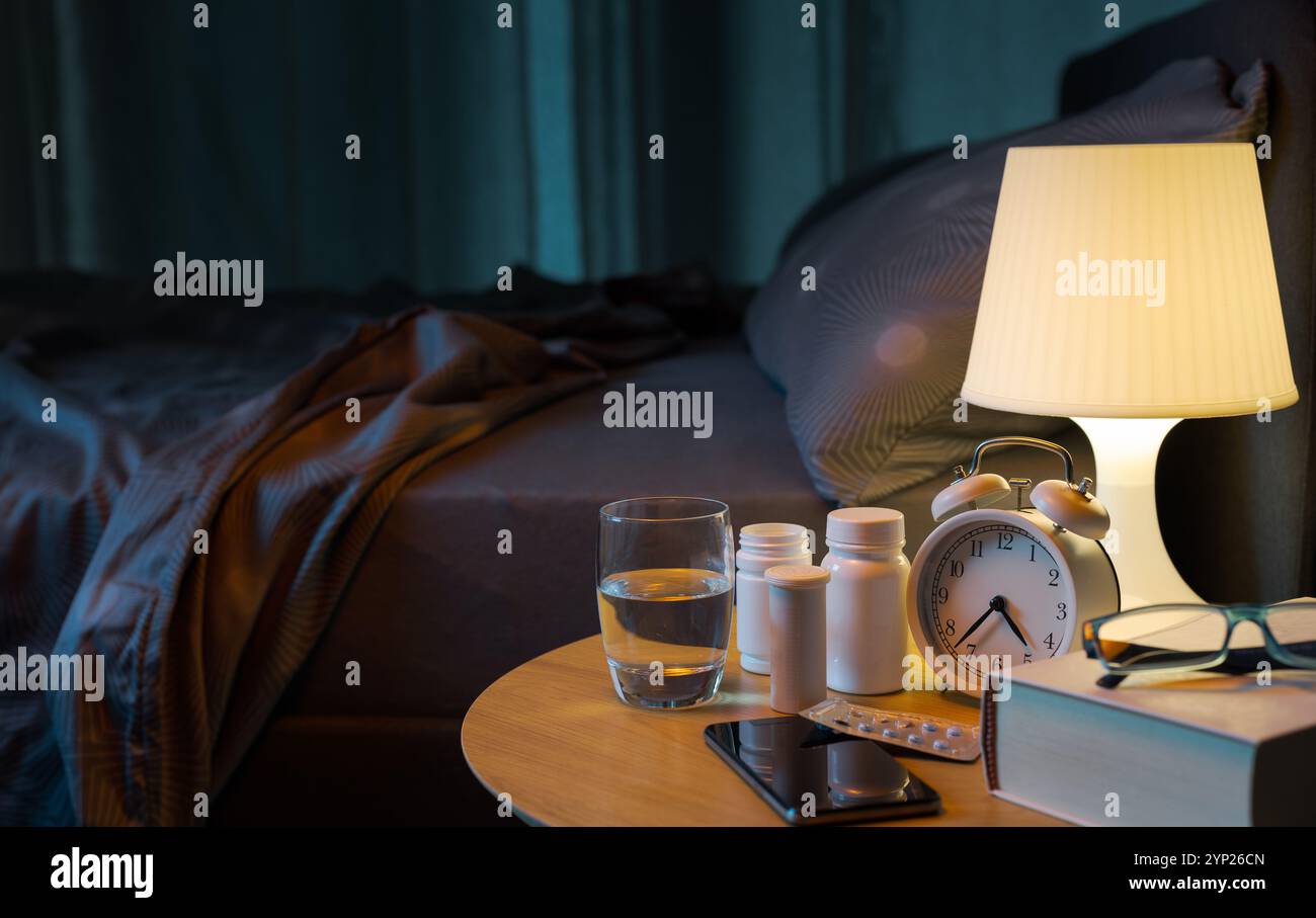 Medication on bedside table hi-res stock photography and images - Alamy