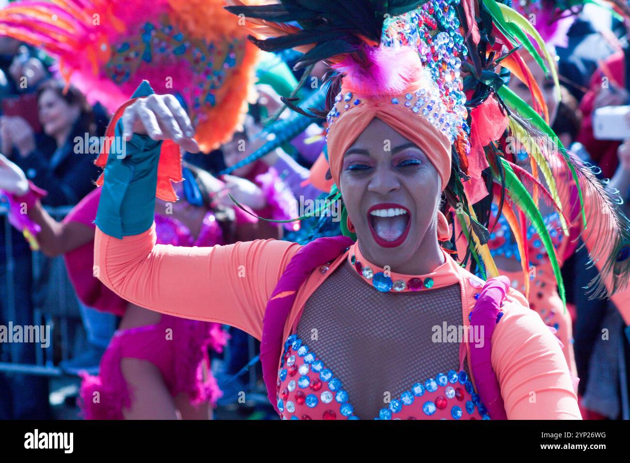 ITALY, SANREMO - MARCH 12, 2017 beautiful female street artist, smiling ...