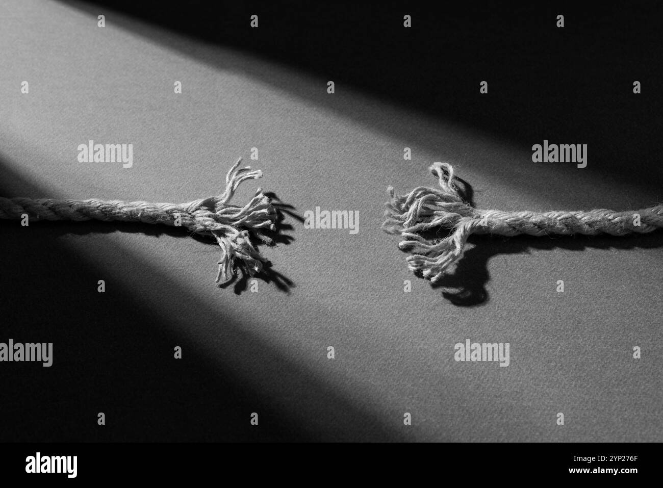 Old frayed rope broken in two: separation, stress and failure concept ...
