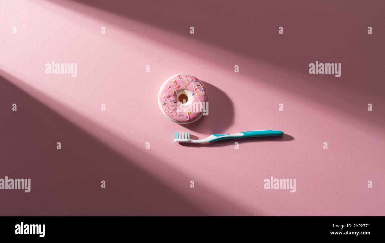 Delicious donut and toothbrush: remember to brush your teeth after ...