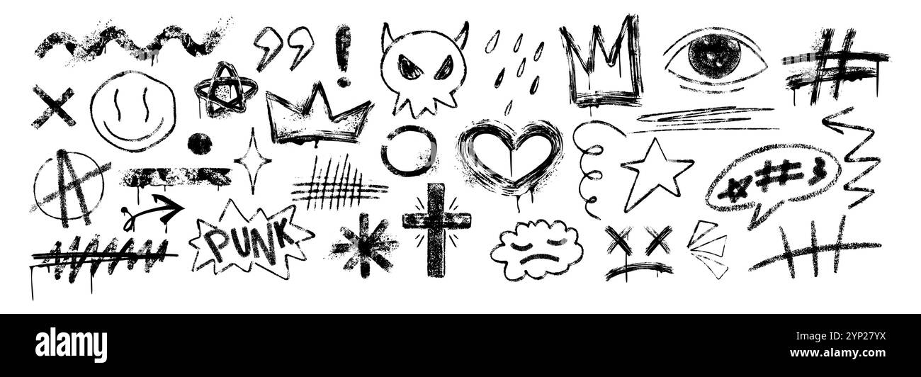 Hand drawn doodle brush and chalk strokes, scribbles, underlines ...