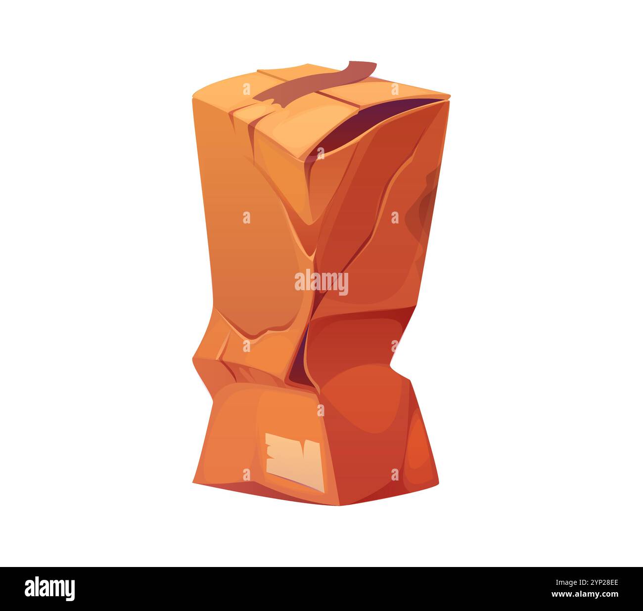 Damaged, crumpled and broken delivery cardboard box package, crushed ...