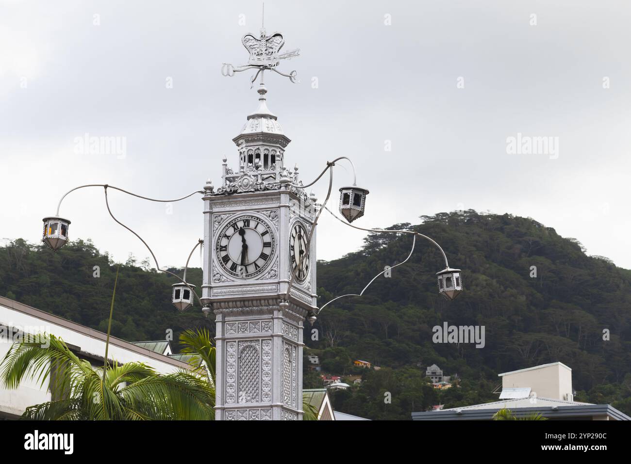 Old Clock tower is under cloudy sky, one of the most popular landmarks ...