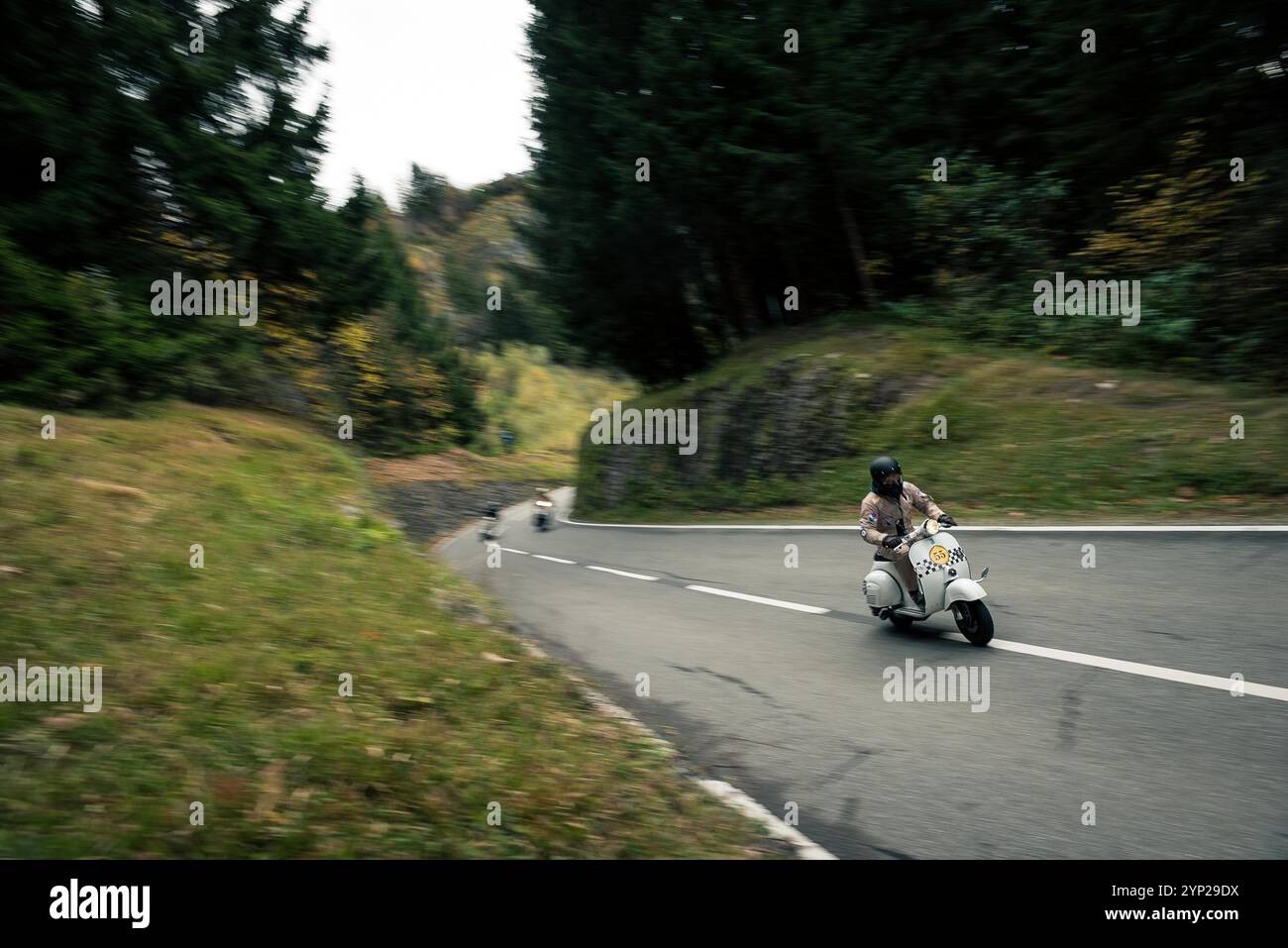 Classic Vespa Scooter Riders at Classic Car Race, Jochpass Oldtimer ...