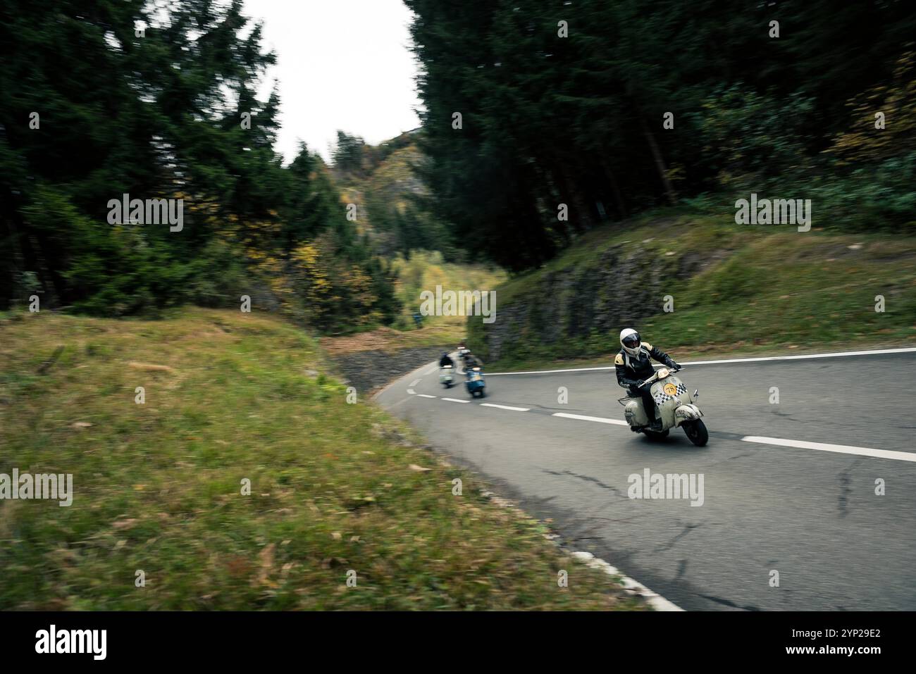 Classic Vespa Scooter Riders at Classic Car Race, Jochpass Oldtimer ...
