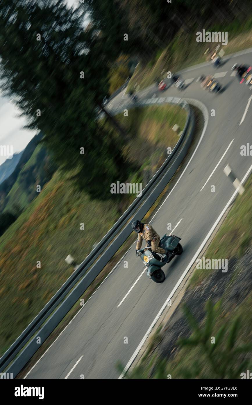 Classic Vespa Scooter Riders at Classic Car Race, Jochpass Oldtimer ...