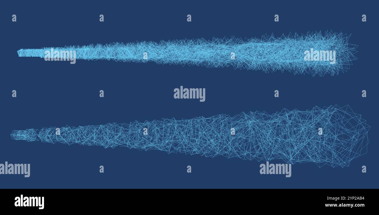 Vector illustration of two streams consisting of blue line polygons ...