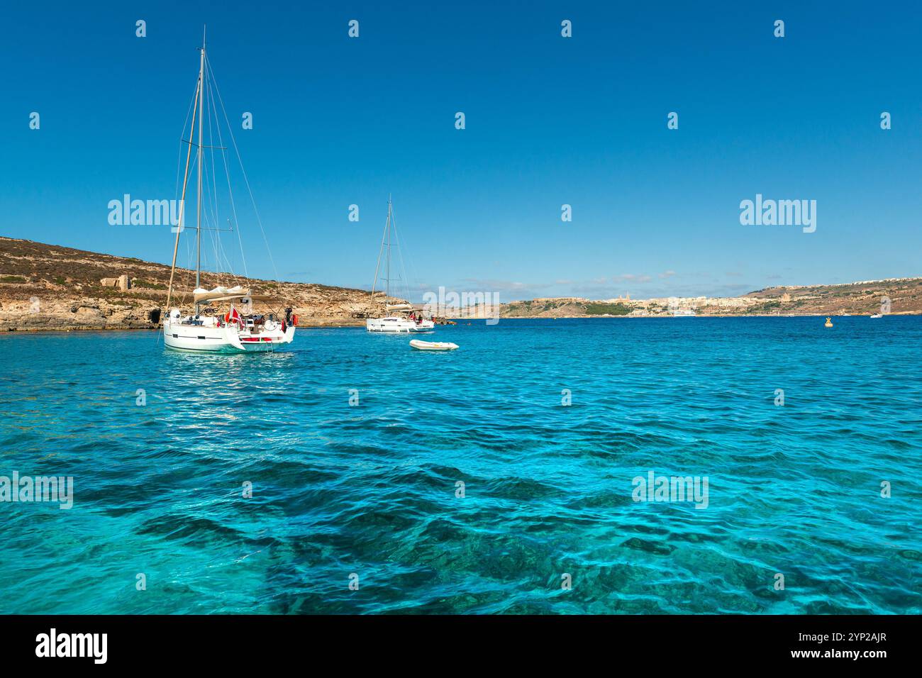 Boats and yachts near famous Blue Grotto sea caves along Maltese ...