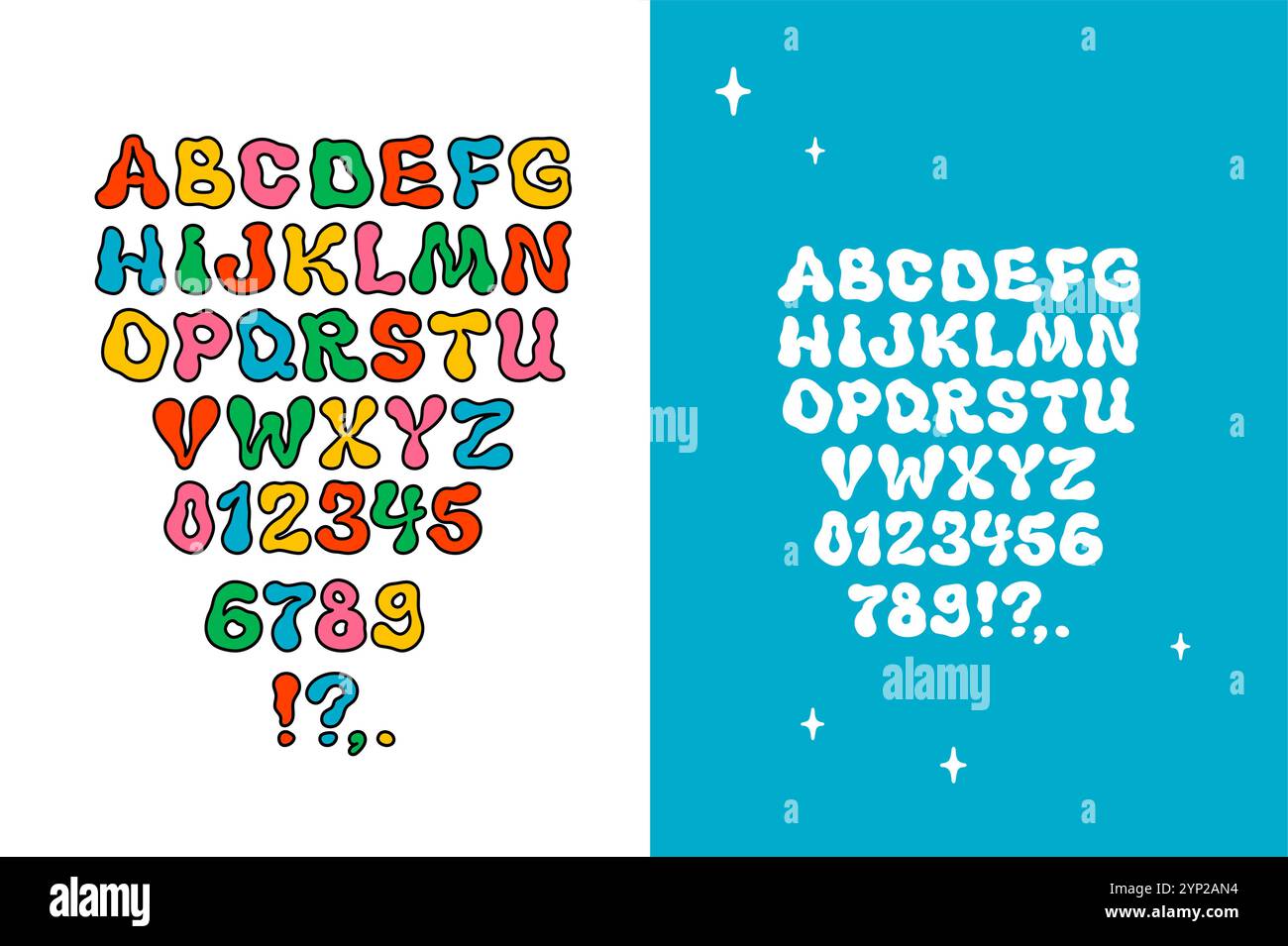 Retro groovy font alphabet. Hippie liquid cartoon modern funky font ...