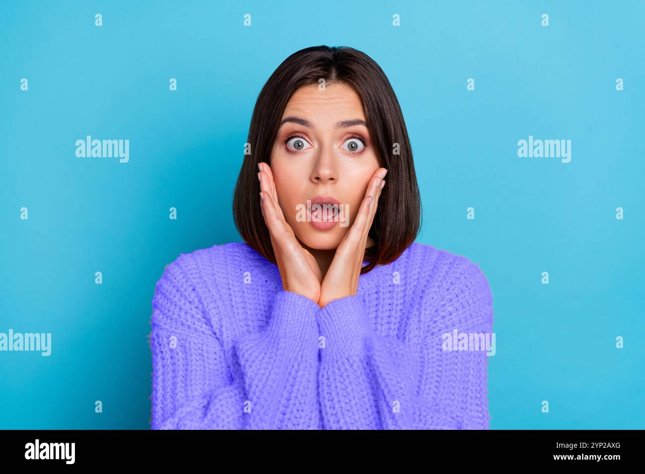 Portrait of attractive worried nervous puzzled confused stunned girl ...
