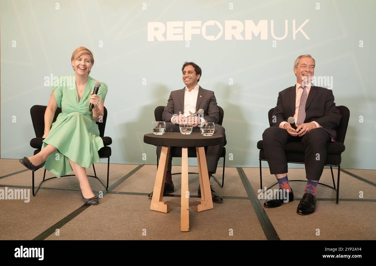 Dame Andrea Jenkyns, Reform UK Chairman Zia Yusuf, and Reform UK leader ...