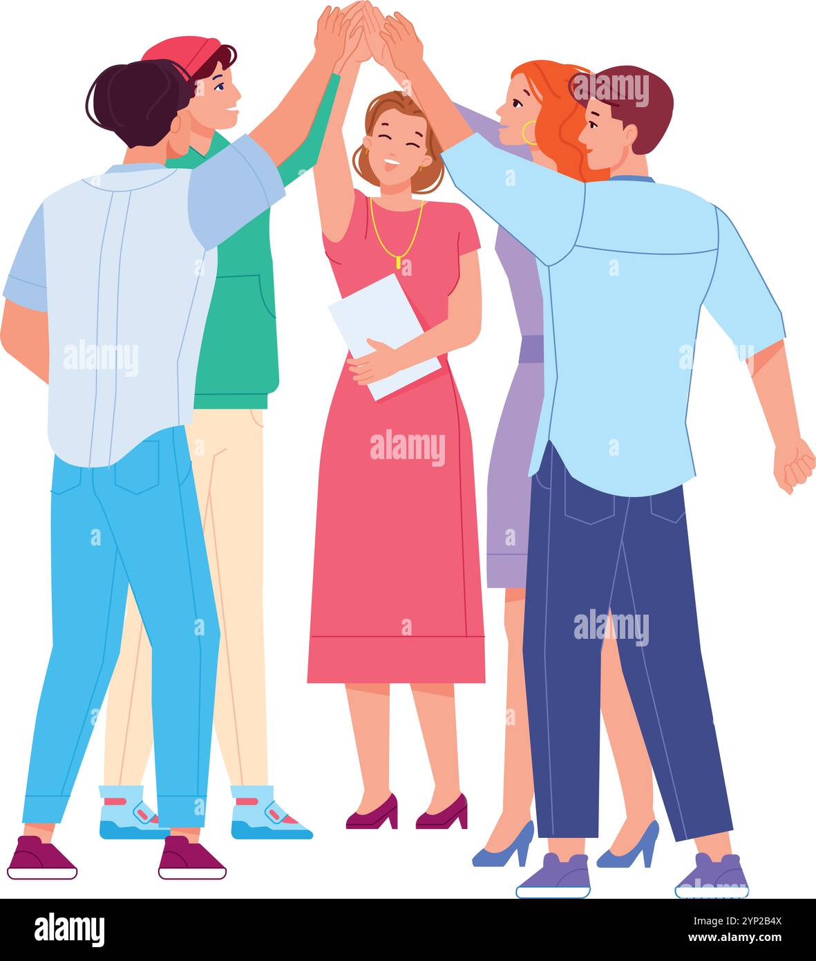 Happy team people together. Colleagues or friends success isolated on ...