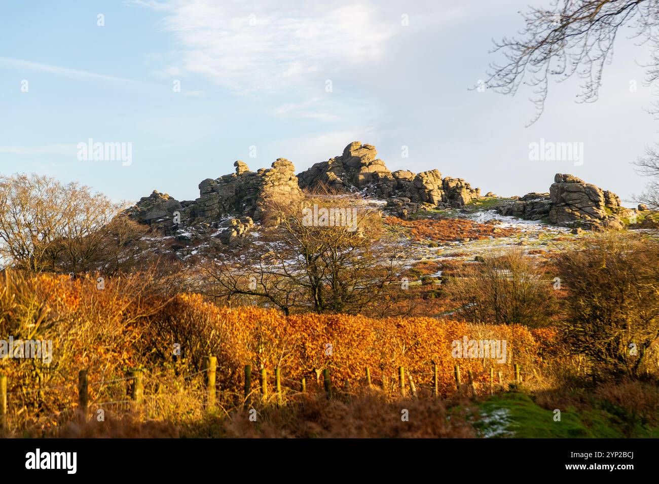 Autumn landscape of Hound Tor, from near Swallerton Gate, Dartmoor ...
