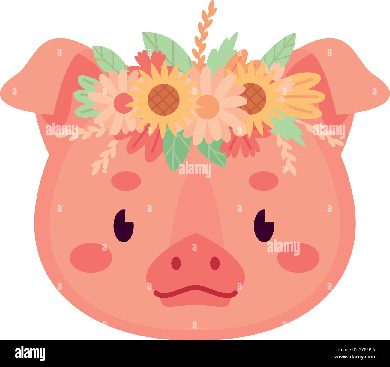 Spring pig head. Cute kid animal print isolated on white background ...