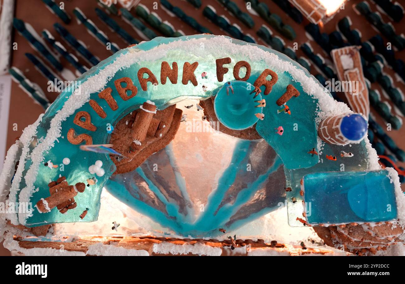 A view of a gingerbread model of Spitbank Fort, which forms part of the ...
