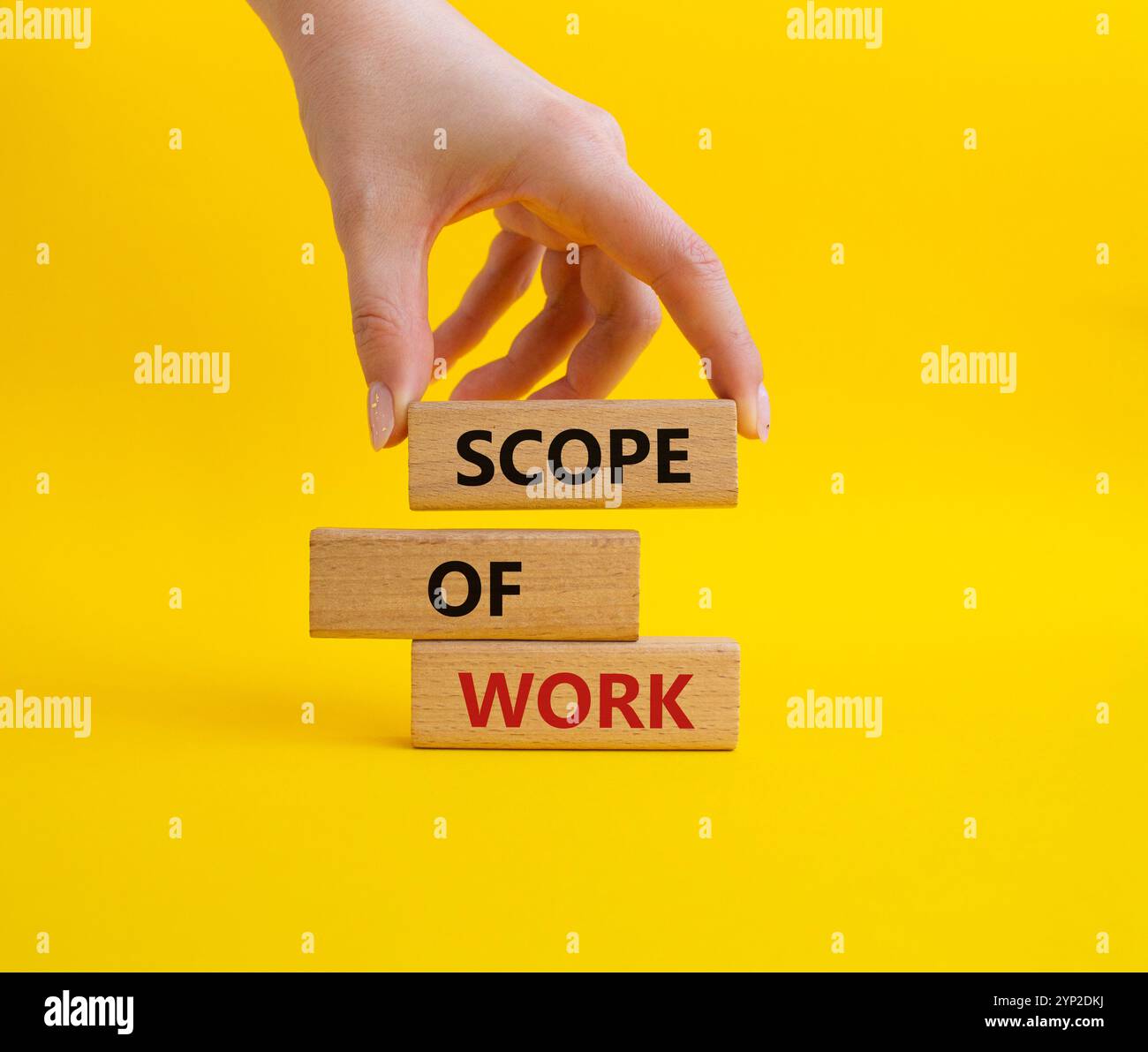 Scope of Work symbol. Concept words Scope of Work on wooden blocks ...