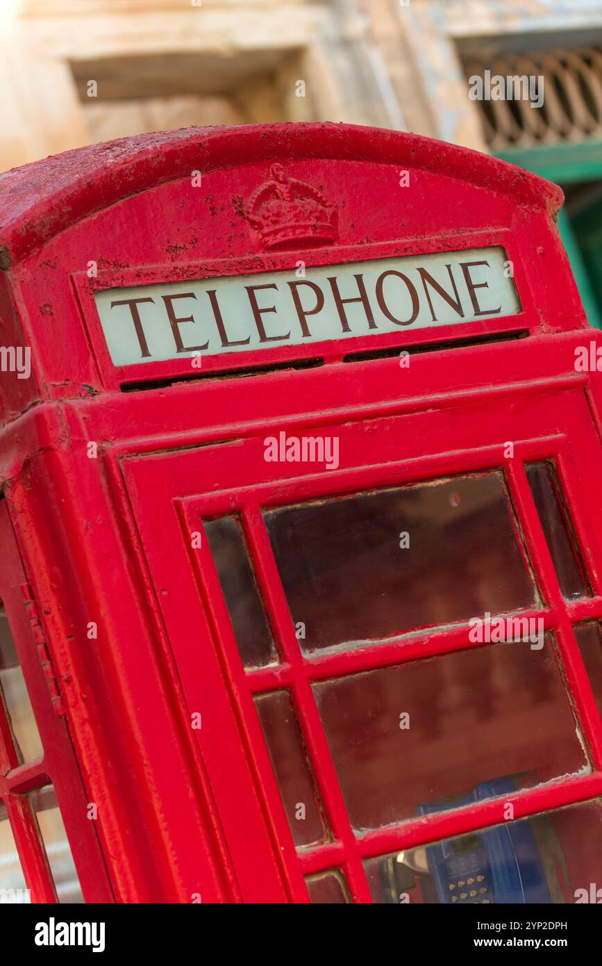 Traditional British phone box on the streets of Valletta, Malta Stock ...
