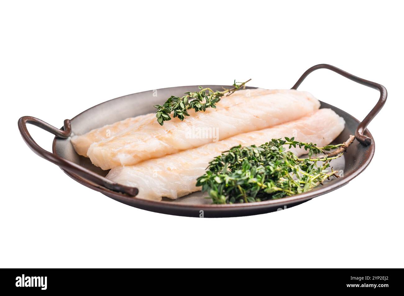 Raw Loin cod fish fillets ready for cooking whitefish in stell tray ...